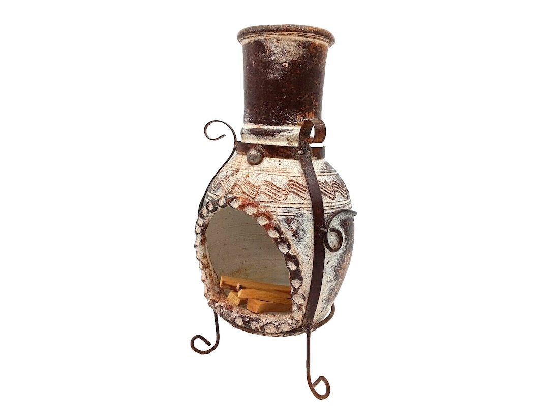Tabletop Chiminea Mexican Terracotta Clay Pottery Candle Incense ...
