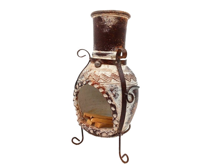 Tabletop Chiminea Mexican Terracotta Clay Pottery Candle Incense ...