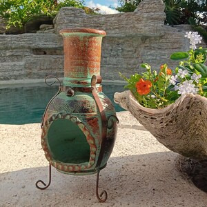 Tabletop Chiminea Mexican Terracotta Clay Pottery Candle Incense ...