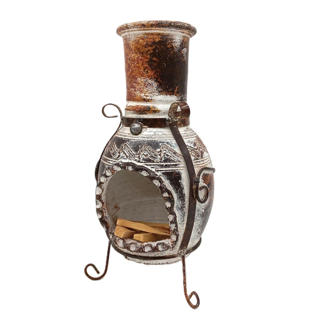 Tabletop Chiminea Mexican Terracotta Clay Pottery Candle Incense ...
