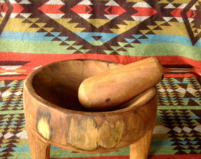 Lg Mesquite Pilon / Grinding Bowl / Wood Mortar and Pestle - Hand ...