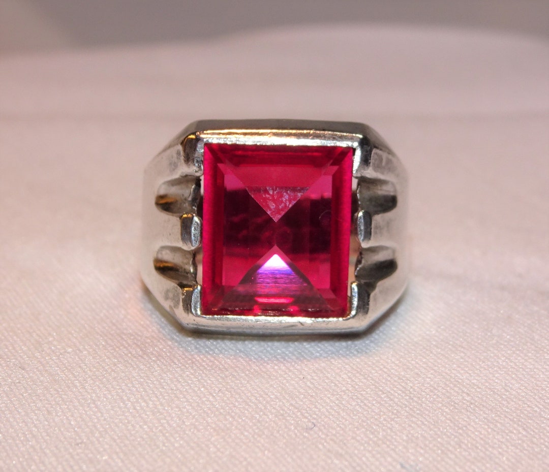 Fabulous Vintage Bold Sterling Ruby Ring - Size 6 1/4 - Etsy