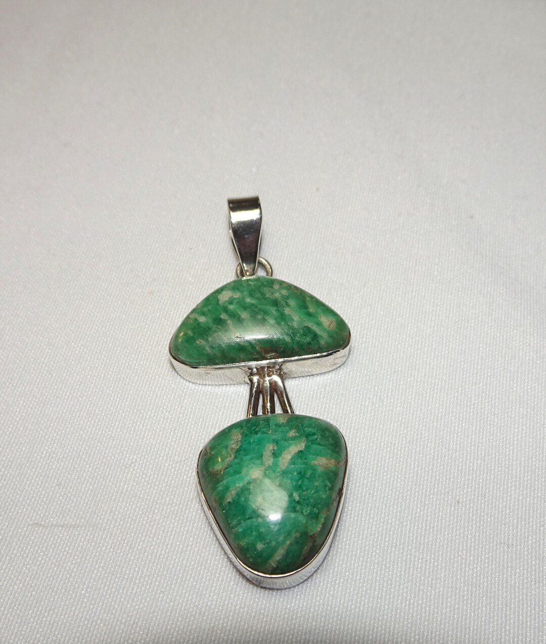 Unusual Sterling Green Two Stone Pendant - Etsy
