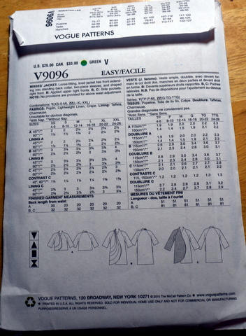 Uncut Vogue 9096 Misses' Jacket Pattern Sizes Xsm to - Etsy Canada