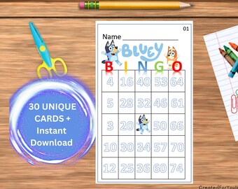 30 Unique Bluey Bingo Cards Birthday Party Games, Preschool ...