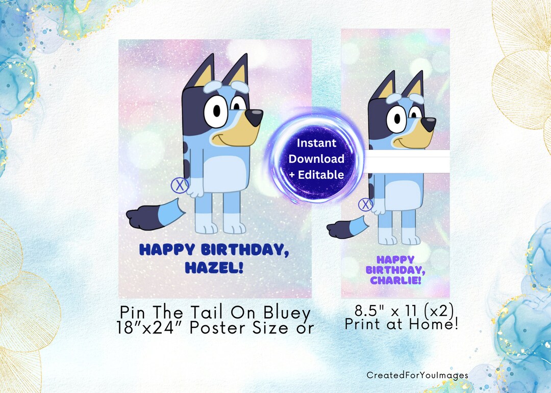 Bluey Birthday Party, Pin the Tail on Bluey, Birthday Decorations ...