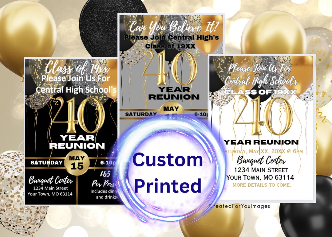 High School Reunion, 40 Year Class Reunion Invitations, 5x7in, Custom ...