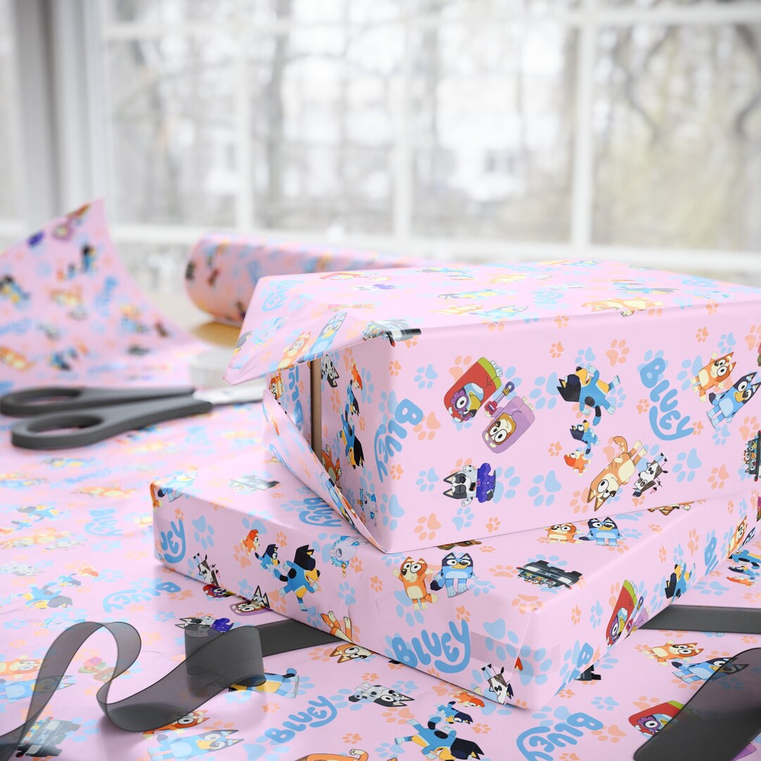 Bluey Wrapping Paper in Pink, Bluey Birthday Wrapping Paper, Bluey ...