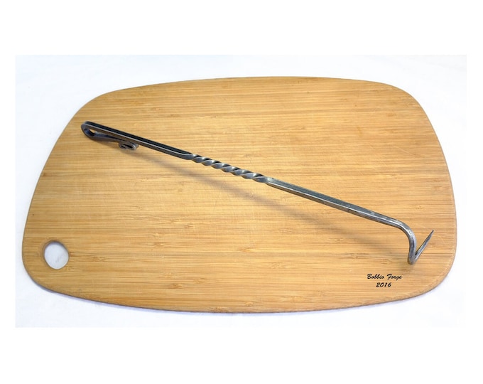 BBQ 16" (R.H.) Steak Meat Pig Tail Turner Flipper Hand Forged - Etsy