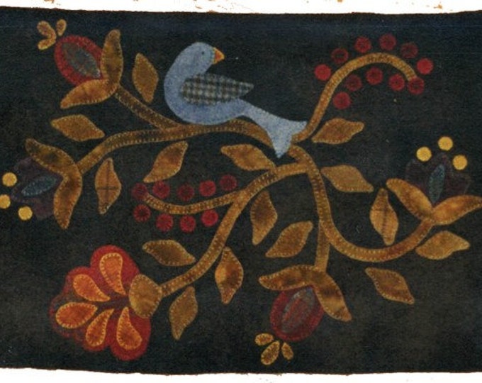 Primitive Folk Art Wool Applique Pattern Bird in Bloom - Etsy