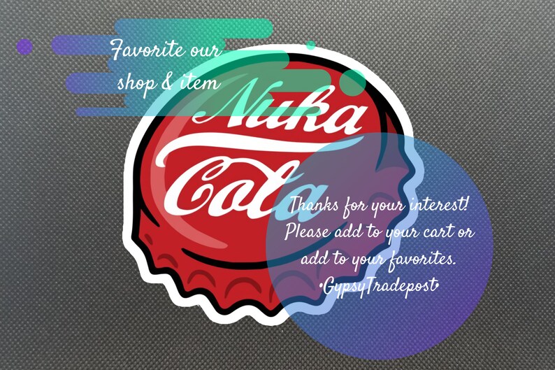 Gamer Stickers: Nuka Cola Bottle Cap Water Bottle Sticker | Etsy