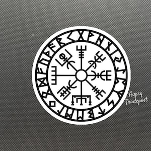 Viking Stickers: Vegvisir Runic Water Bottle Sticker Waterproof Sticker ...