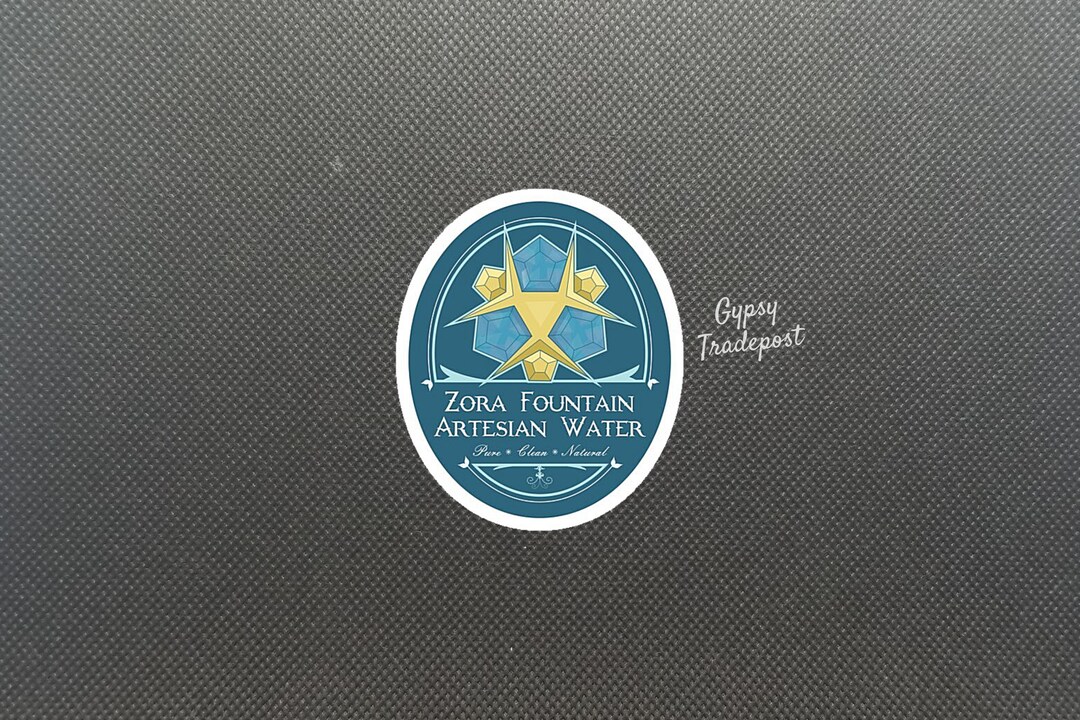 Legend of Zelda Stickers: Zora Fountain Label | Water Bottle Sticker ...