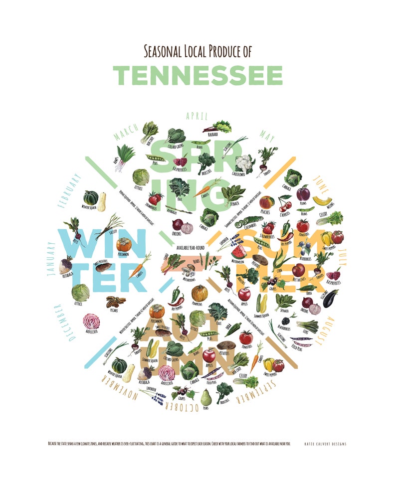 DIGITAL Tennessee Seasonal Produce Chart *INSTANT DOWNLOAD* - Etsy