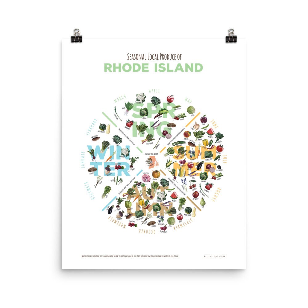 RHODE ISLAND in Season Produce Chart - Etsy
