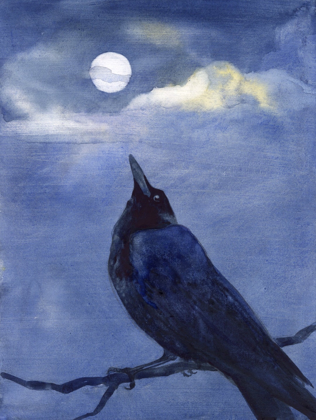 Crow Moon - Original Watercolor - Framed - Etsy