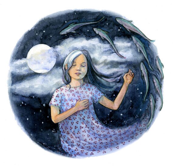 Cosmic Ocean Wall Art - Dreaming Girl Archival Print - Wall Art for ...