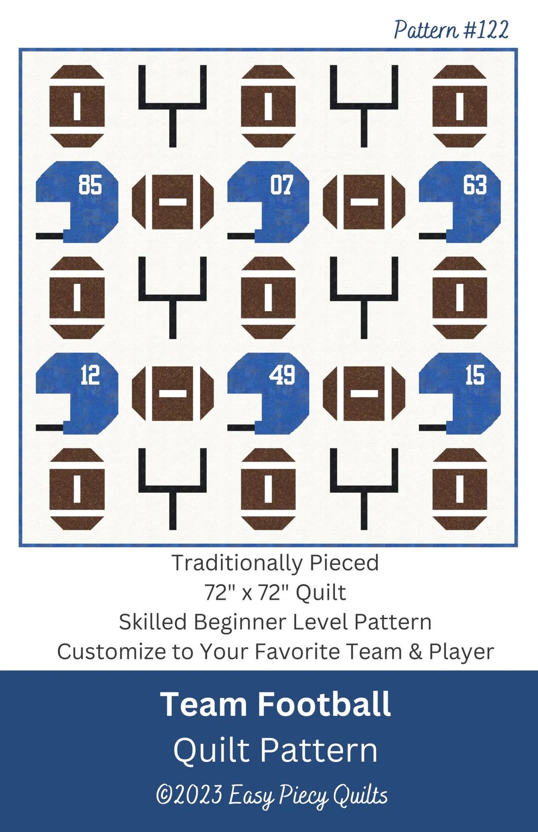 Team Football Quilt Pattern, Paper Print Version Mailed - Etsy