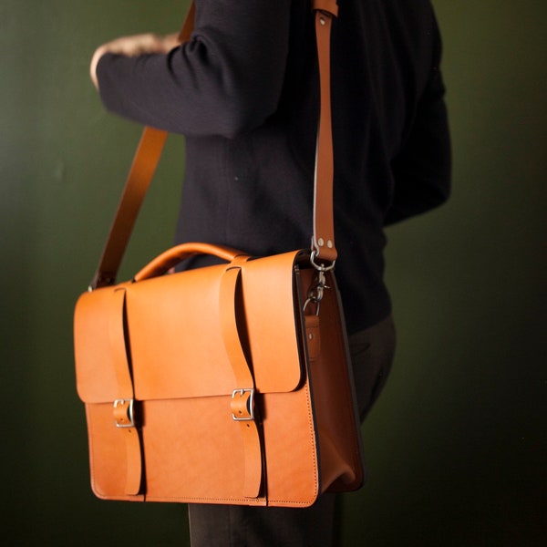 Tan Leather Tote Bag - Etsy