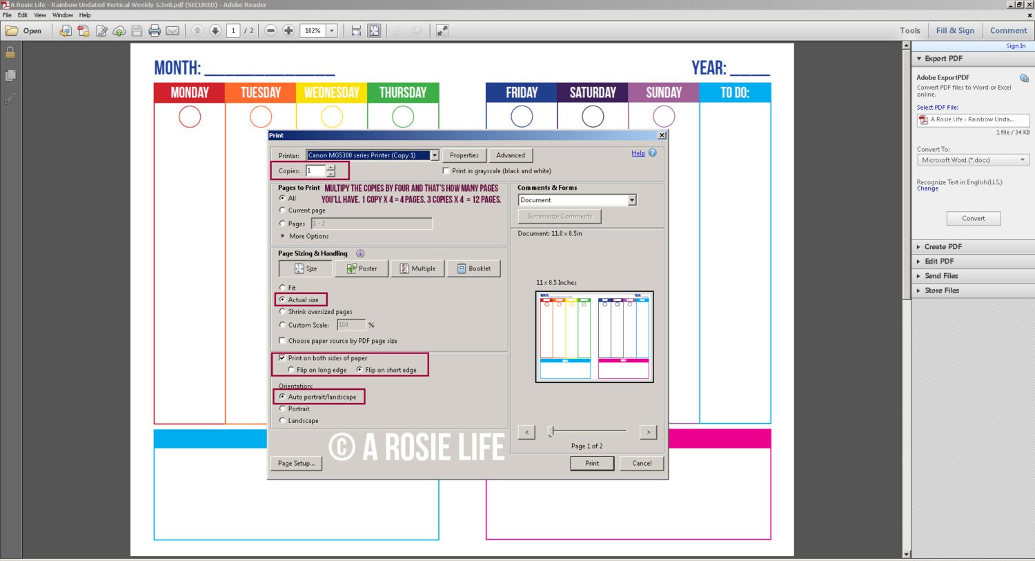 Purple Register Insert - DIY Instant Digital Download PDF 5.5 X 8.5 ...