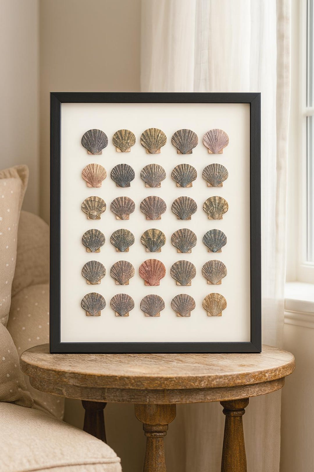 Framed Scallop Shell Art - 11x14 Shadow Box | Coastal Home Decor ...
