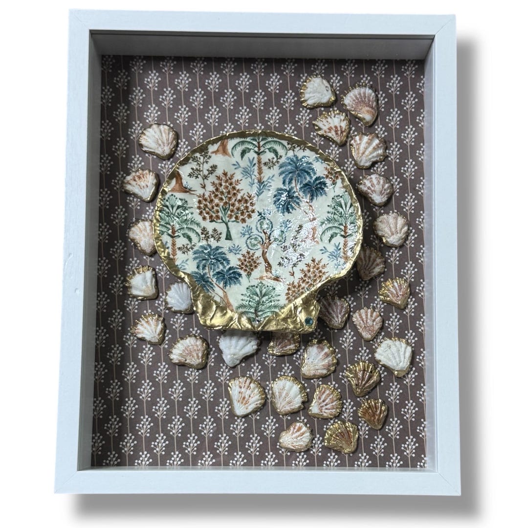 Tropical Shell Shadow Box Freestanding or Wall Art – Decoupage Scallop ...