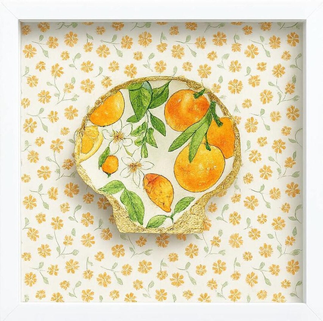 Citrus Grove Scallop Shell Shadow Box | 8x8 Handmade Wall Table Art ...