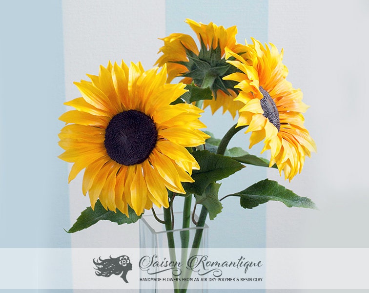 Sunflower Polymer Clay Flowers | Etsy