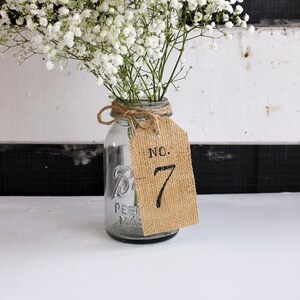 Rustic Burlap Table Number . Rustic Woodland Tag . Table Number Rustic ...