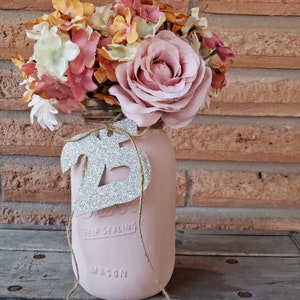 25th Birthday Decorations / Number 25 Mason Jar Centerpiece / 25 Decor ...
