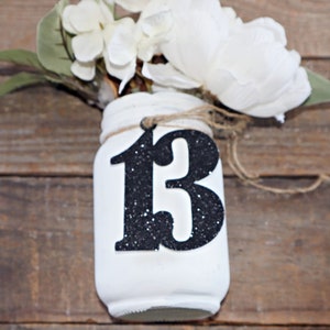 13th Birthday Decorations / Number 13 Mason Jar Centerpiece / 13 Decor ...