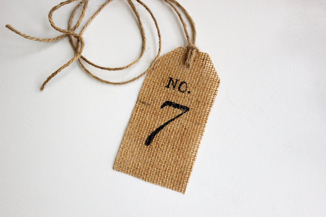 Rustic Burlap Table Number . Rustic Woodland Tag . Table | Etsy