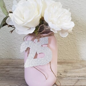 25th Birthday Decorations / Number 25 Mason Jar Centerpiece / 25 Decor ...