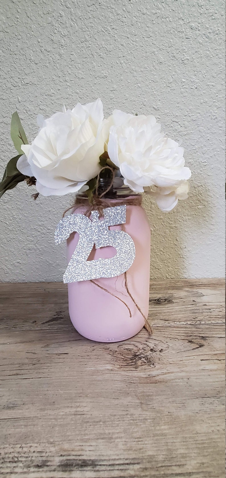 25th Birthday Decorations / Number 25 Mason Jar Centerpiece / | Etsy