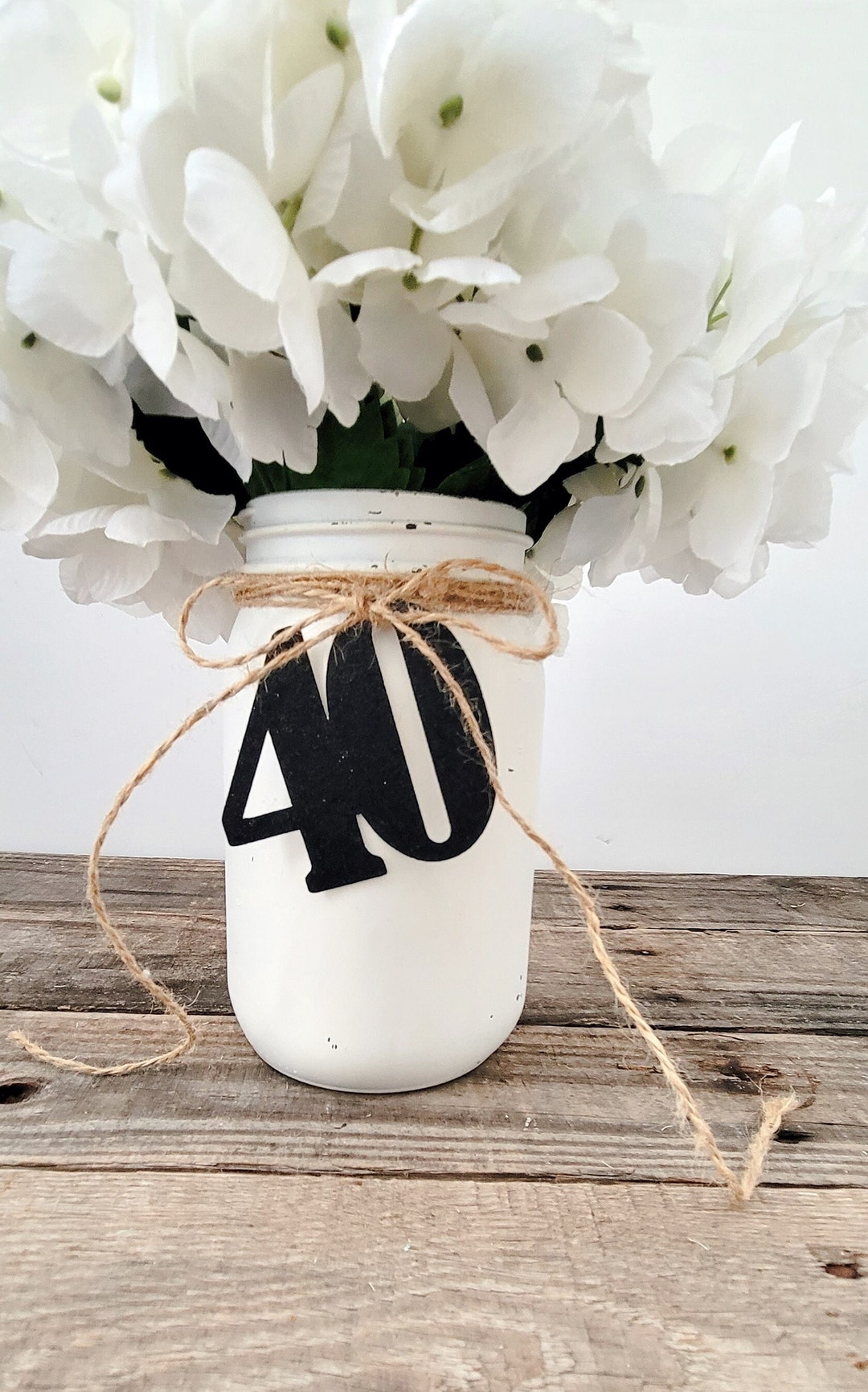 40th Birthday Decorations / Rustic 40th Mason Jar Centerpiece / 40 ...