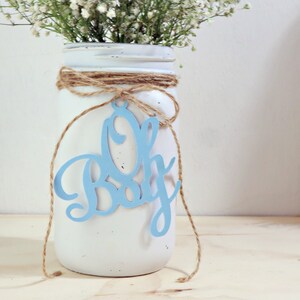 Oh Boy Decorations / Boy Baby Shower Mason Jar Tags / Boy Baby Shower ...