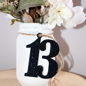 13th Birthday Decorations / Number 13 Mason Jar Centerpiece / 13 Decor ...