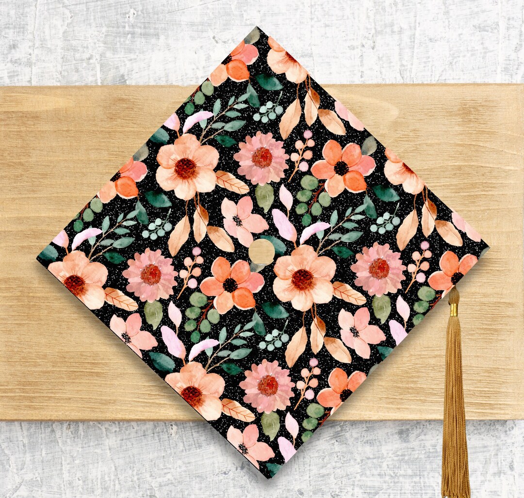DIY Graduation Flower Cap Topper / School Floral Boarder Graduation Cap ...