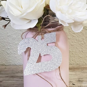 25th Birthday Decorations / Number 25 Mason Jar Centerpiece / 25 Decor ...