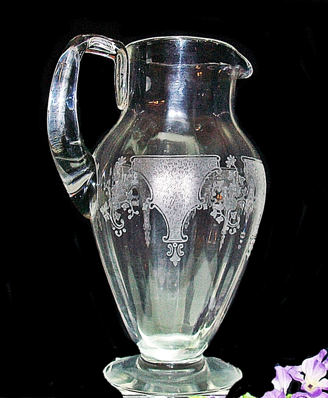 Fostoria Crystal Footed Pitcher / Jug With Melrose Etching - Etsy