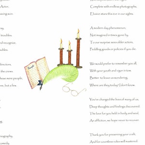 Actors Poem, 11 X 14, With Original Watercolor Illustration of a Green ...