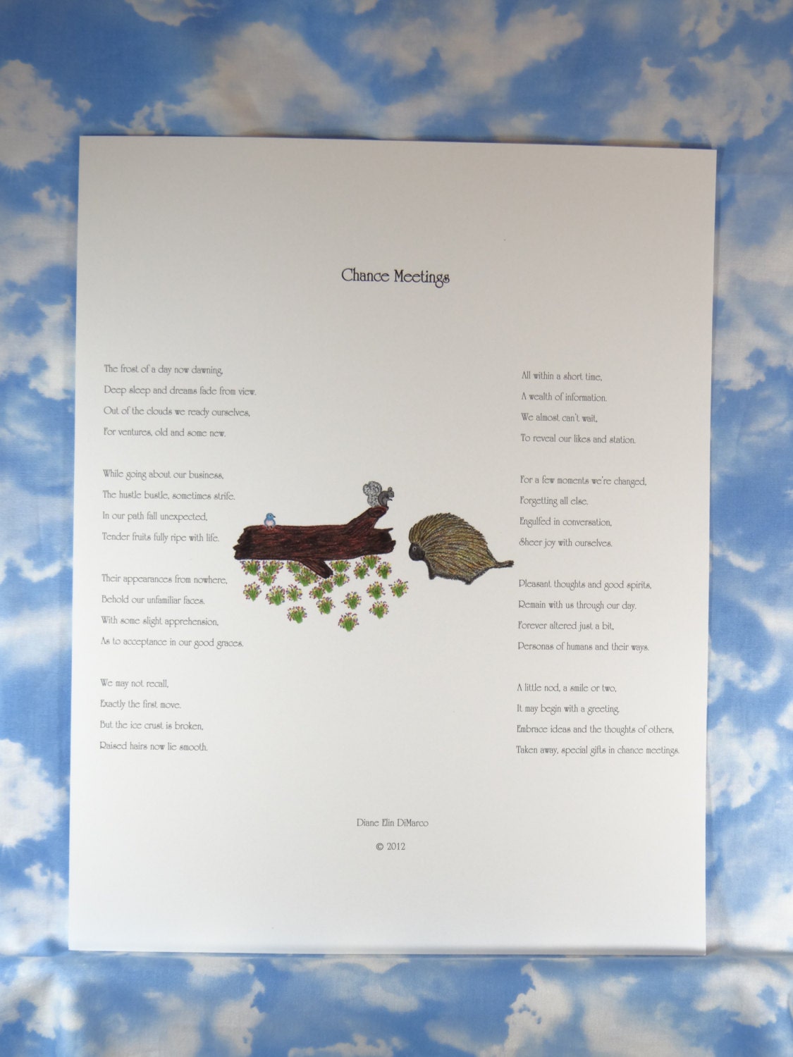 Chance Meetings Poem, 11 X 14, With Original Watercolor Illustration of ...