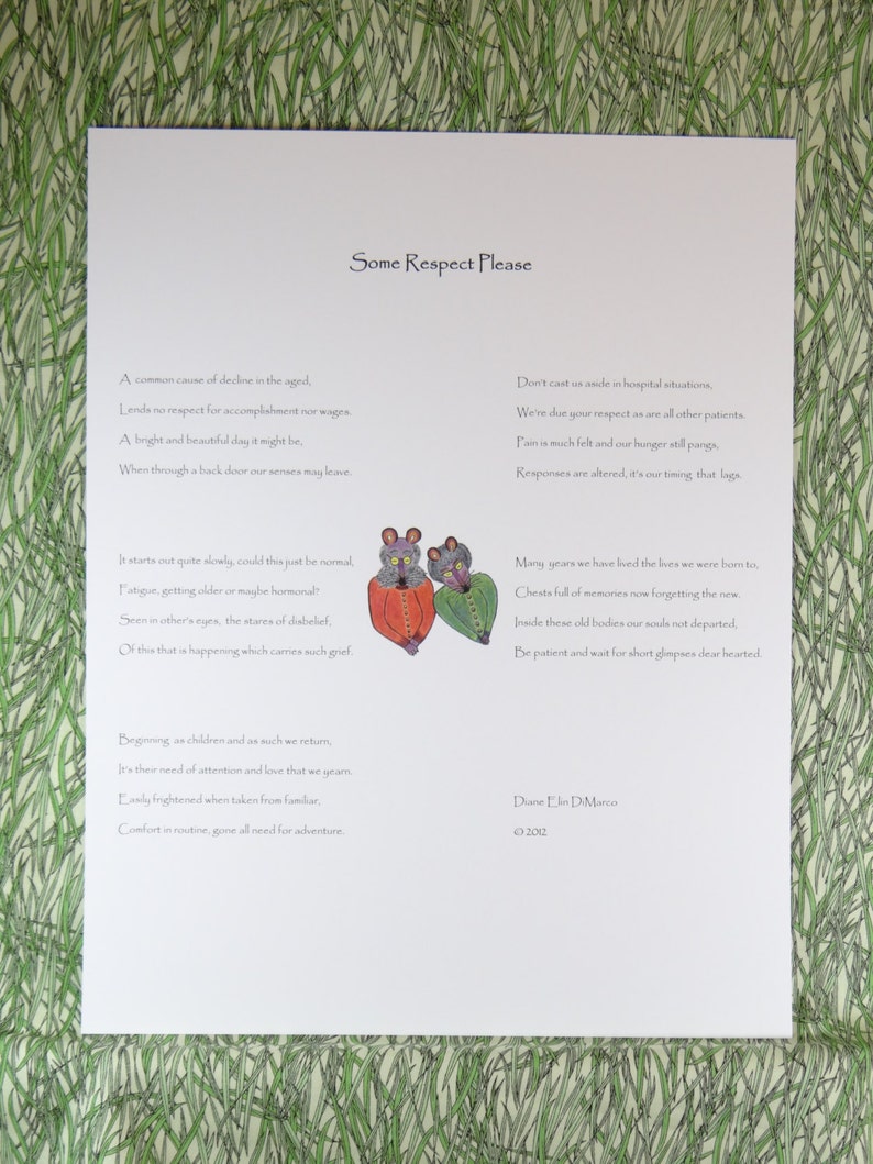 Some Respect Please Poem (alzheimers), 11 X 14, With Watercolor ...