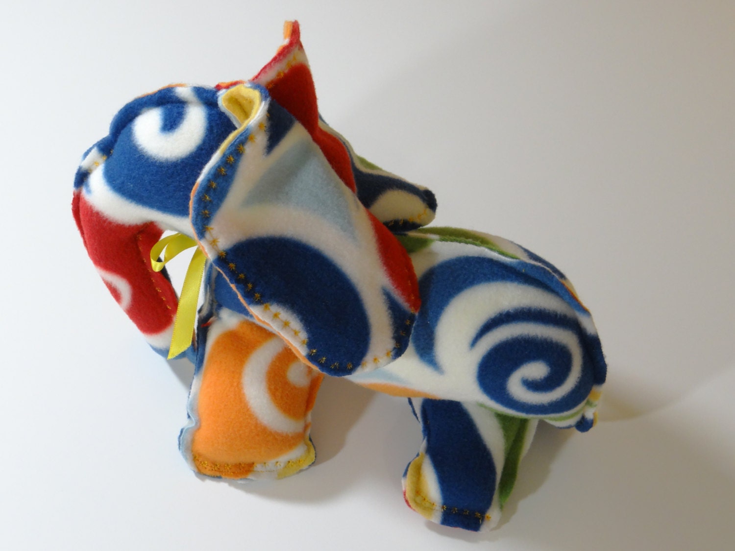 STANLEY, Stuffed Elephant, Multi Colored Swirl Pattern Fleece, Floppy ...