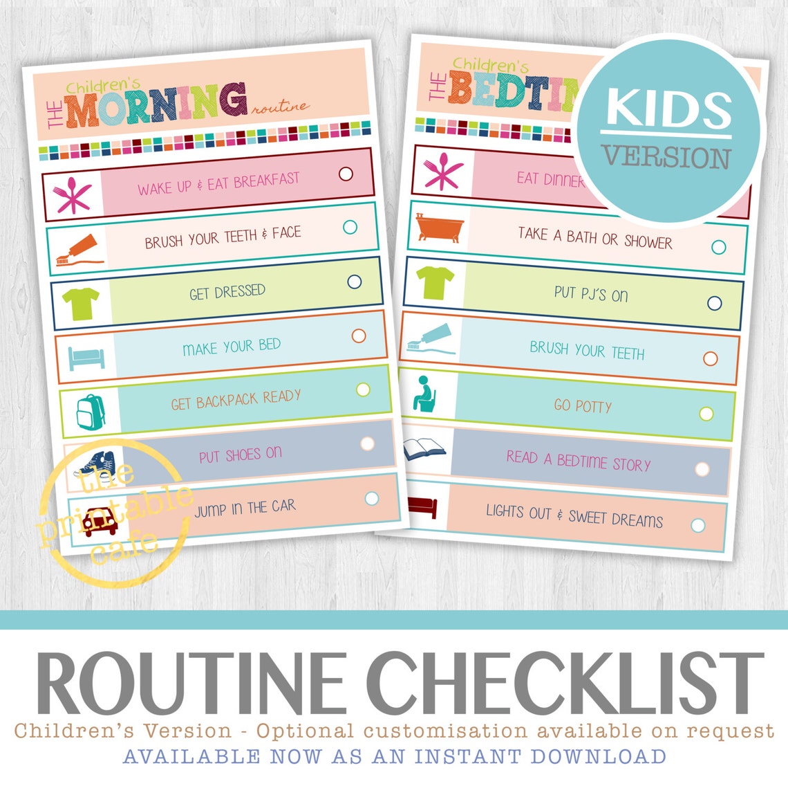 Morning & Bedtime Evening Routine Checklist Daily Schedule - Etsy