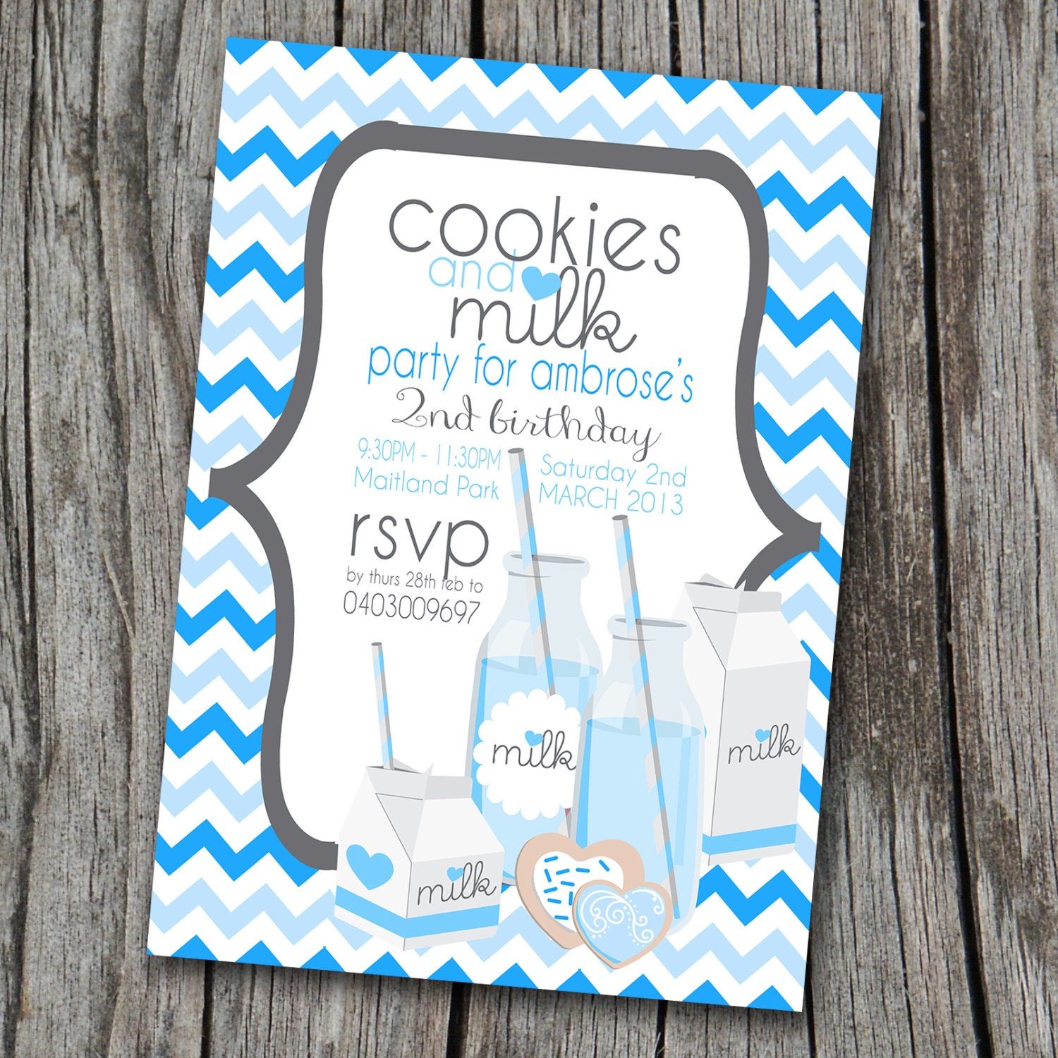 Milk & Cookie Birthday Invitation Modern, Contemporary Kids Birthday ...