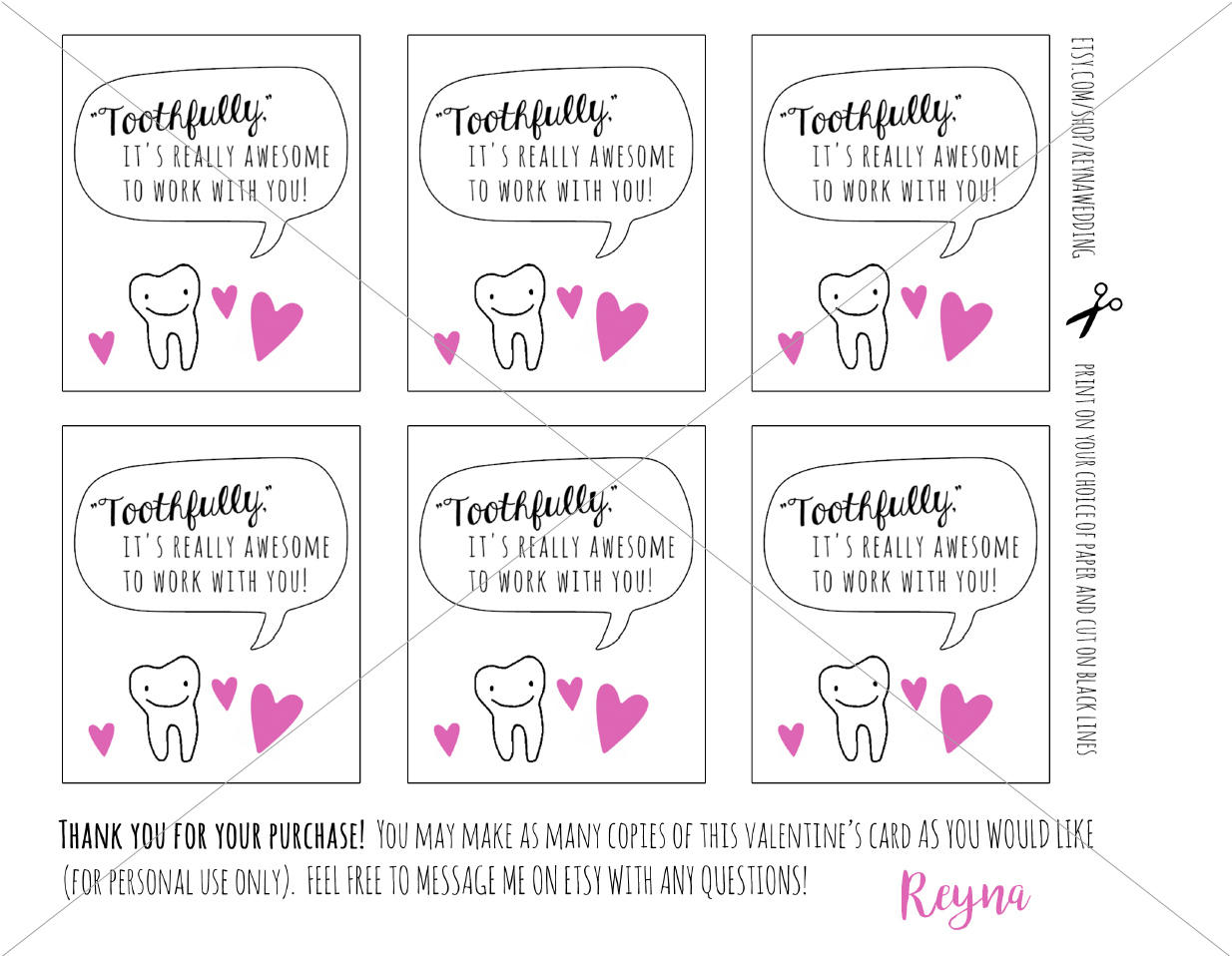 Printable Dental Valentine, Dental Assistant Card, Dental Valentine's ...