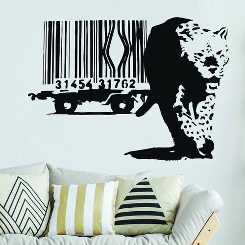 Banksy Leopard Barcode Wall Sticker Art Home Decor Diy Bar - Etsy