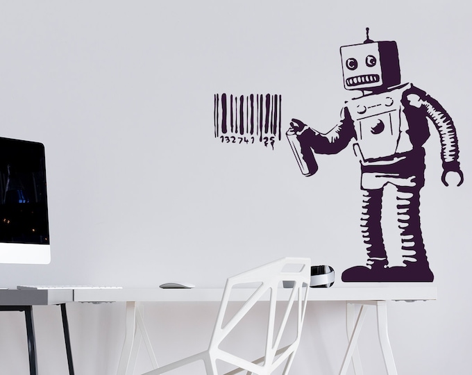 Banksy Thinking Monkey Wall Sticker - Vinyl Art Print Dj Waterproof ...