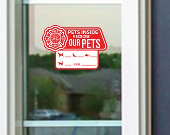 PET ALERT Sign Save Our Pets Rescue Fire Firefighter Police Rescue Dogs ...